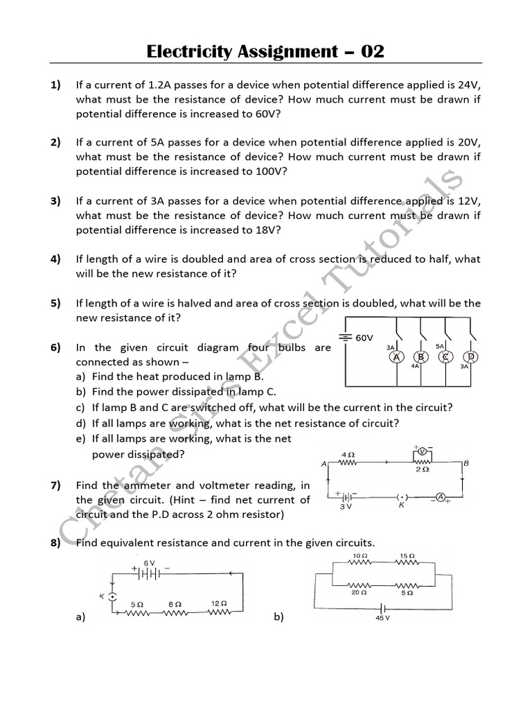 Electricity Assignment New - 02 | PDF