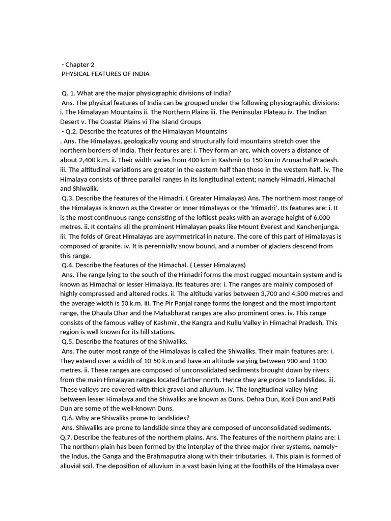 Ch 2 Physical Features of India | PDF | Himalayas | Earth Sciences