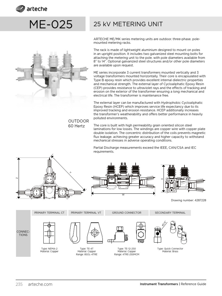 25 kV Metering Unit Reference Guide | PDF | Transformer | Electricity