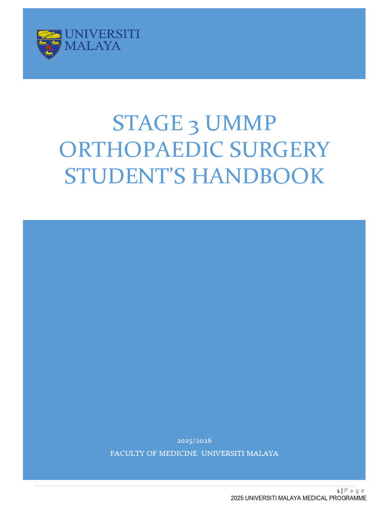 Orthopaedic Surgery Student Handbook 2025 | PDF | Medical Diagnosis ...