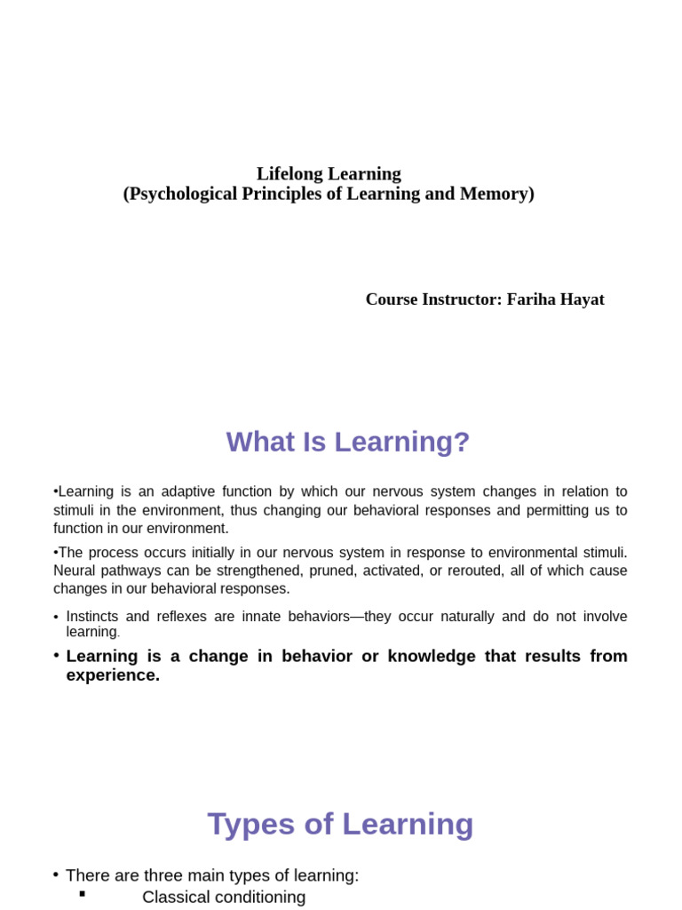 Lecture 8 Lifelong Learning | PDF | Classical Conditioning | Reinforcement
