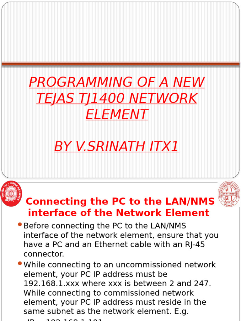 Tejas TJ1400 Network Element Setup Guide | PDF | Computer Network | Ip ...