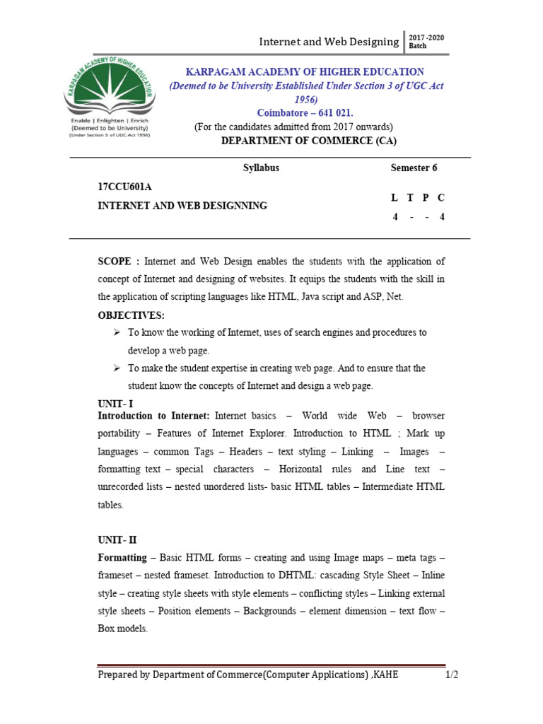 Department of Commerce (Ca) : Internet and Web Designing | PDF ...