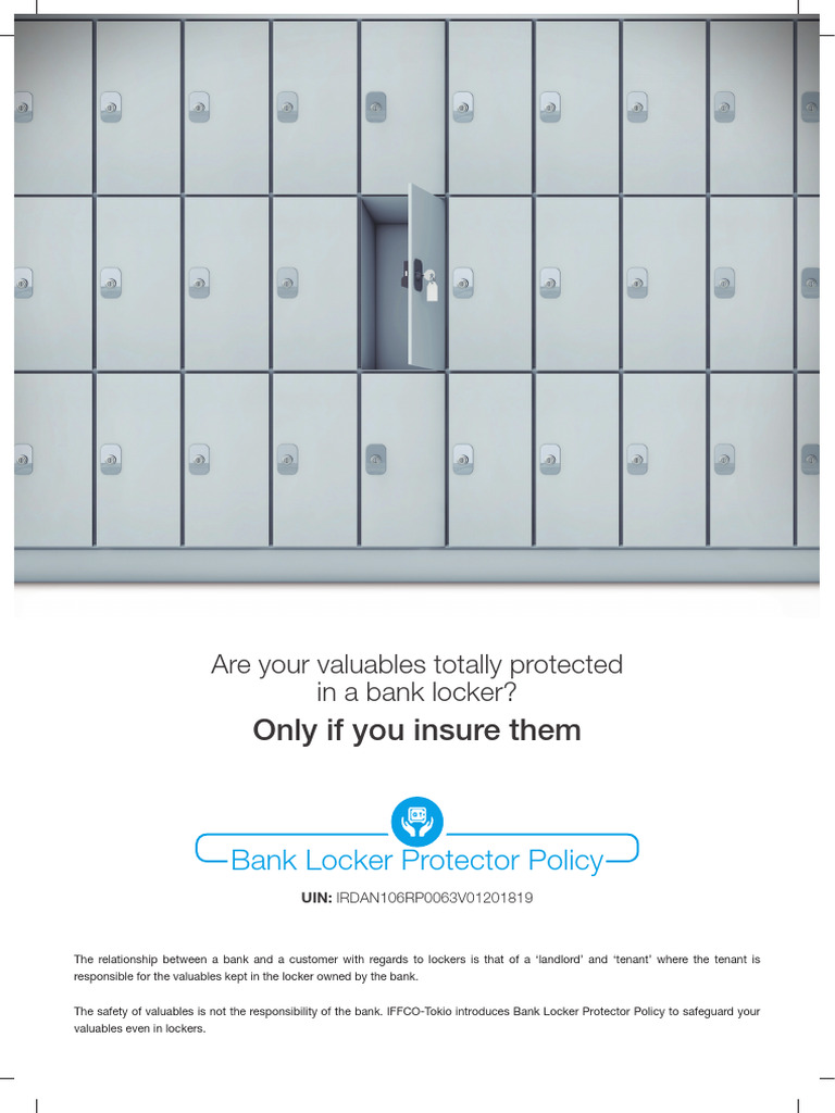 Bank Locker Protector Insurance Policy | PDF | Insurance | Banks