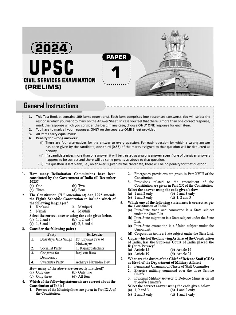 UPSC 10 Yrs Solved Paper YW GS-1 Paper 2024 | PDF | Loans | Atmosphere ...
