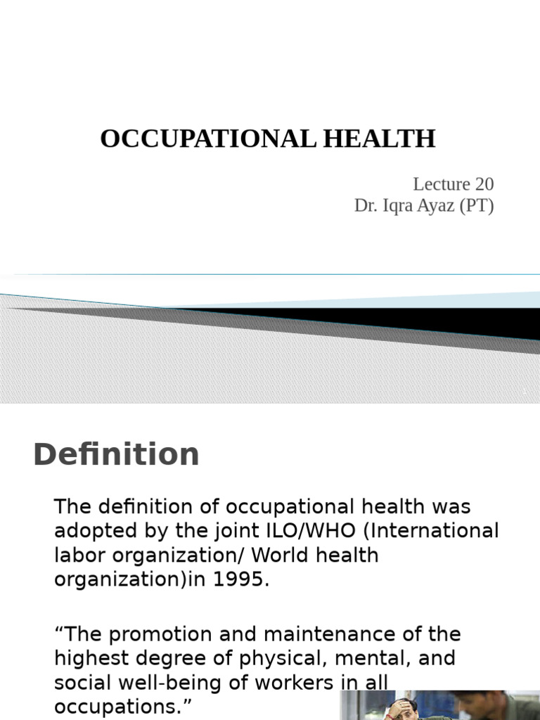 Lecture 20 Occupational Health | PDF | Occupational Safety And Health ...