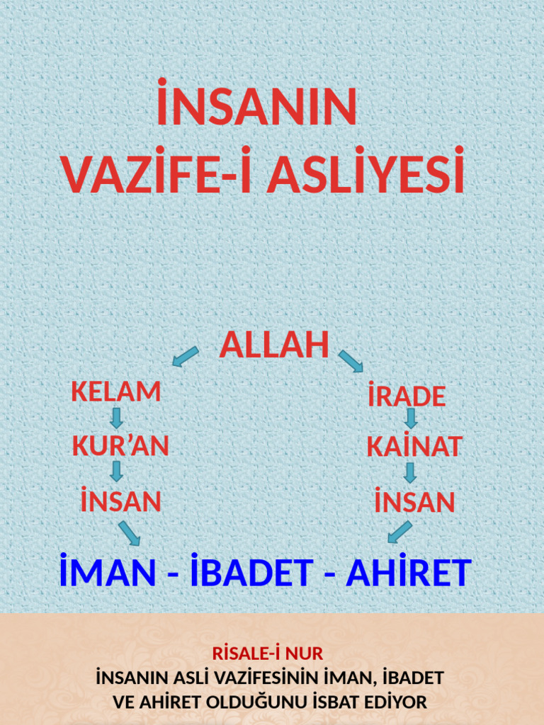 İnsanin Vazi̇fe-İ Asli̇yesi̇ 2024 | PDF