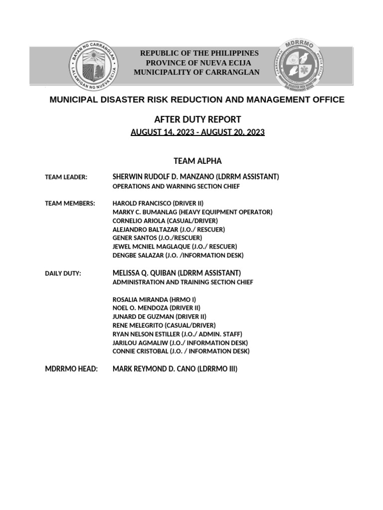 After Activity Report - Alpha Team August 14 - August 20, 2023 0 | PDF