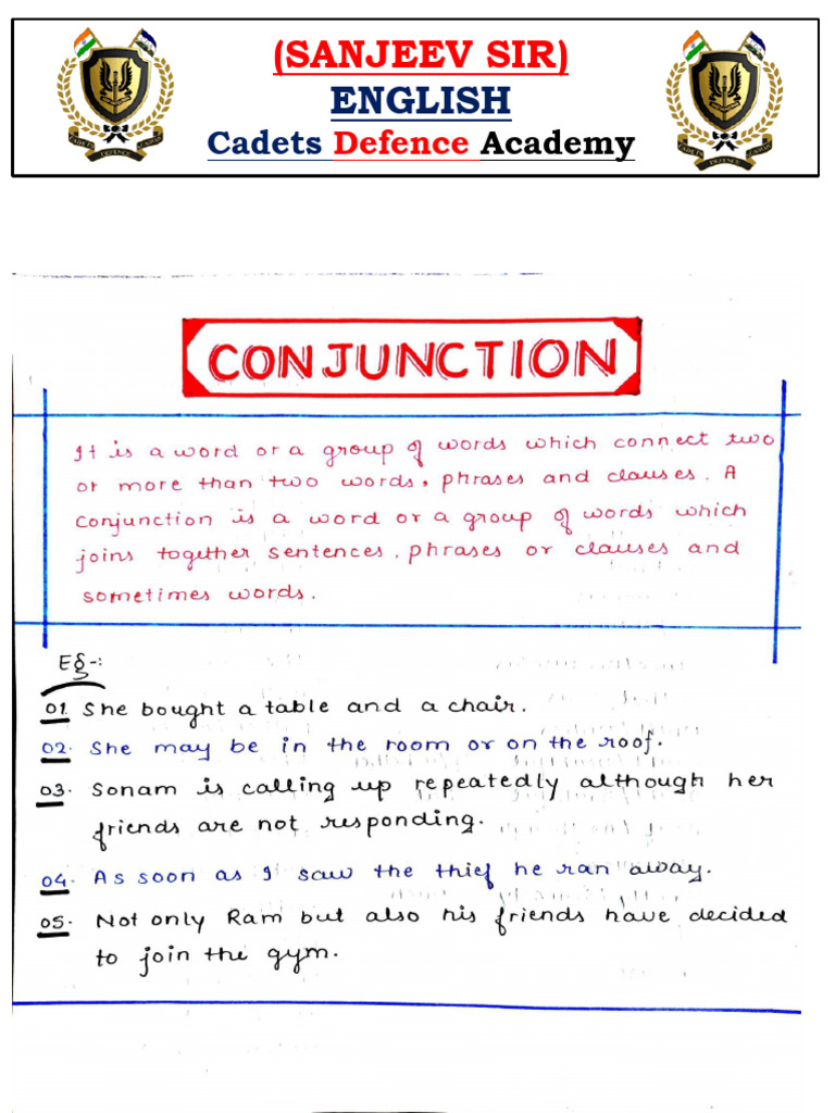 Conjunction Notes PDF | PDF