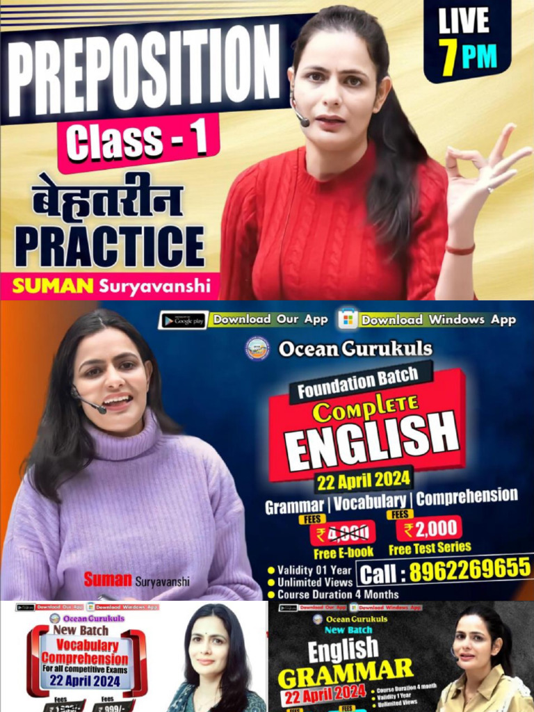 Preposition Practice Class - 1 Suman Mam_251007_154734 | PDF