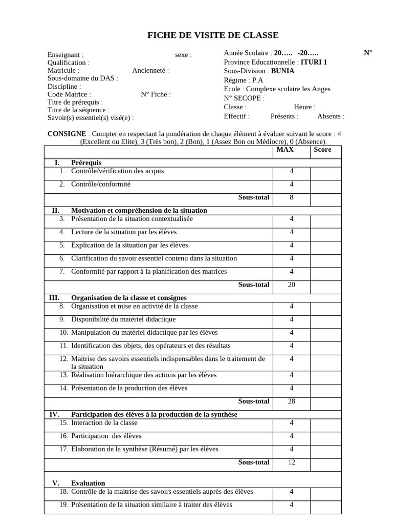 Fiche de Visite de Classe Évaluative | PDF | Échecs | Théorie (échecs)