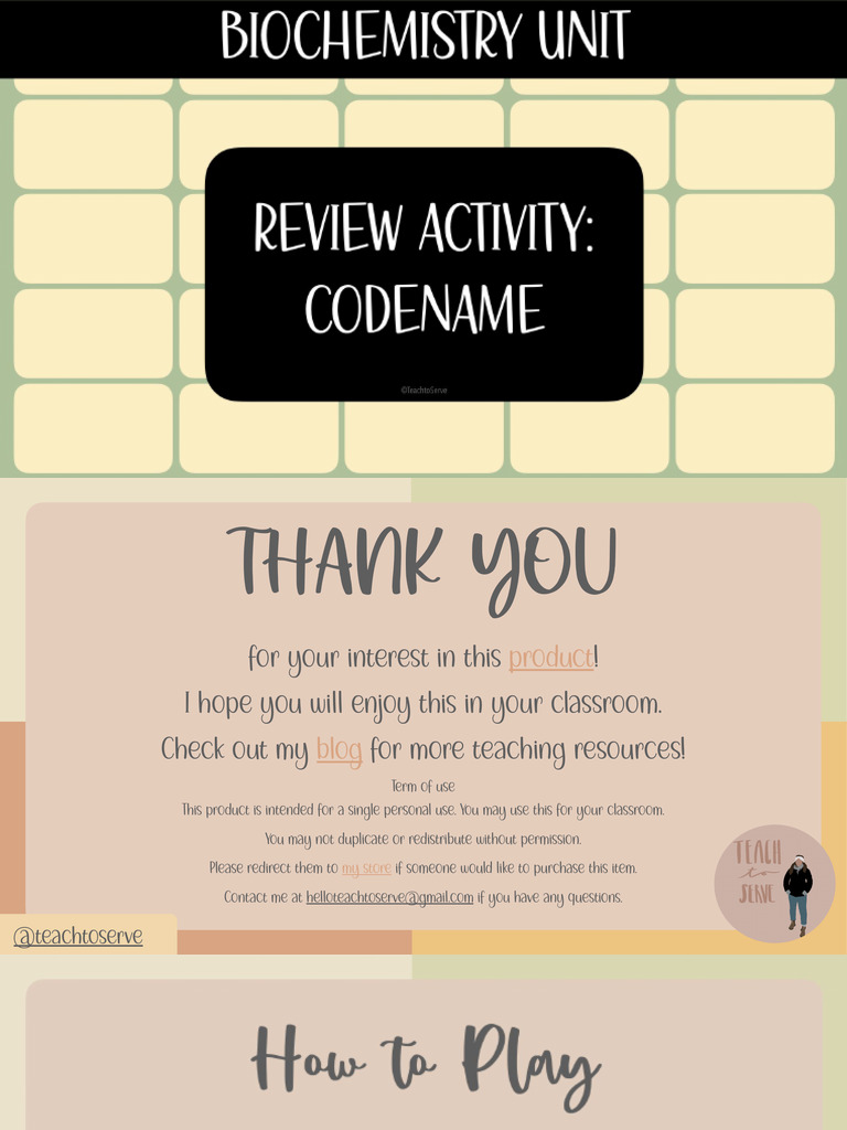 BiochemistryUnitReviewActivityCodenamePDFGoogleSlidesIncluded-1 | PDF