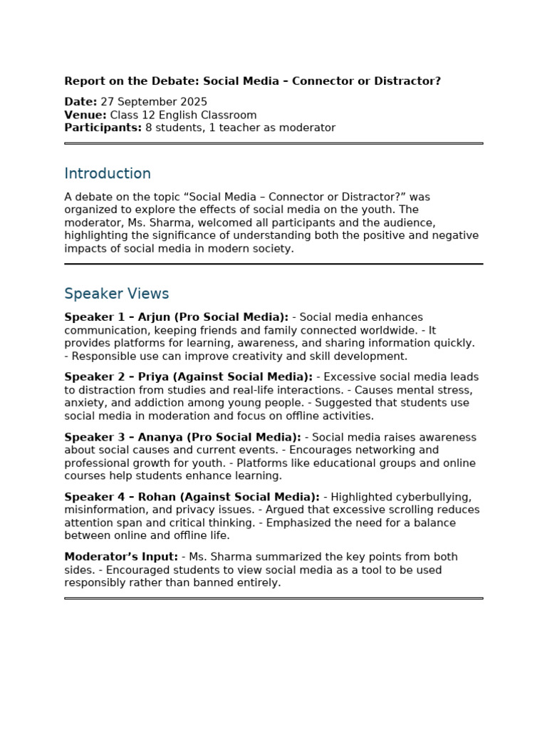 Debate Social Media Report | PDF