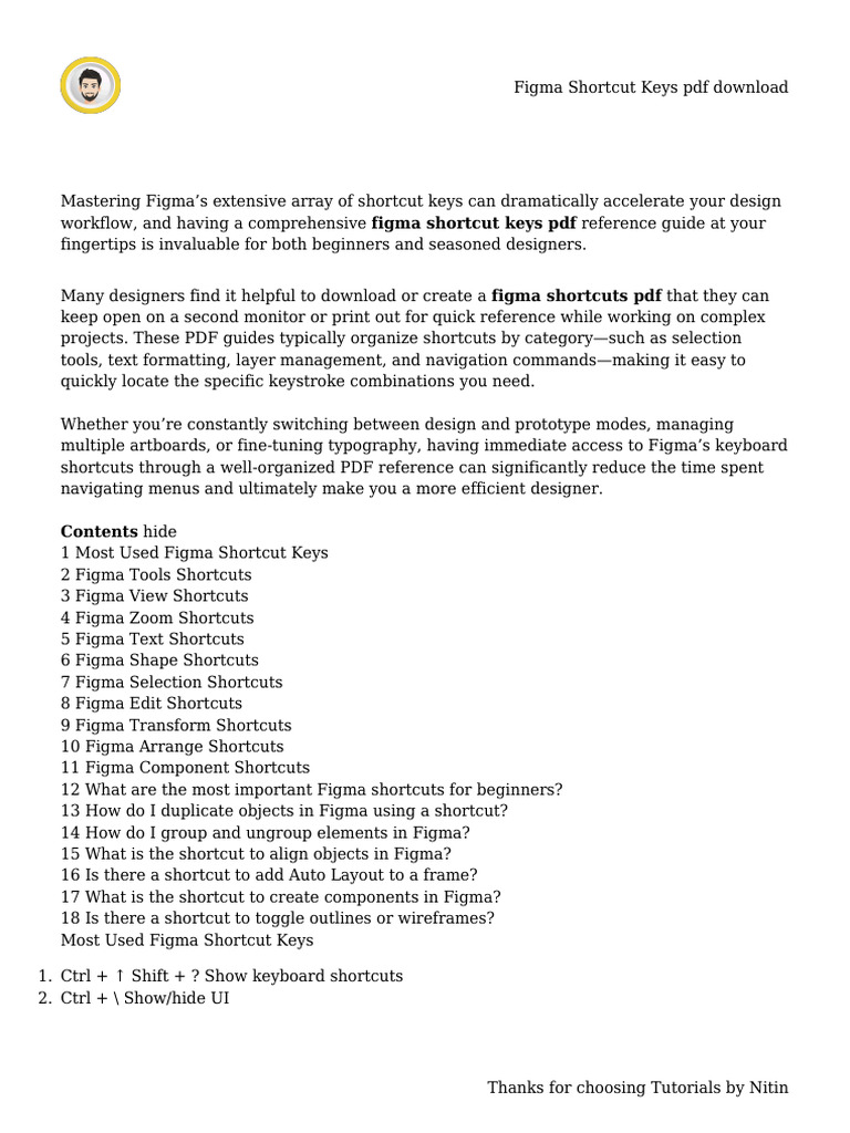 Figma Shortcut Keys PDF Download | PDF | Keyboard Shortcut | Software