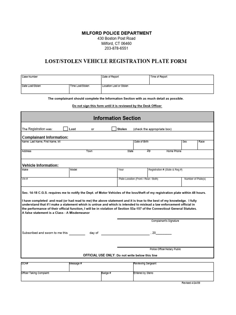 Lost or Stolen Registration Plate Report (PDF) | PDF | Vehicles
