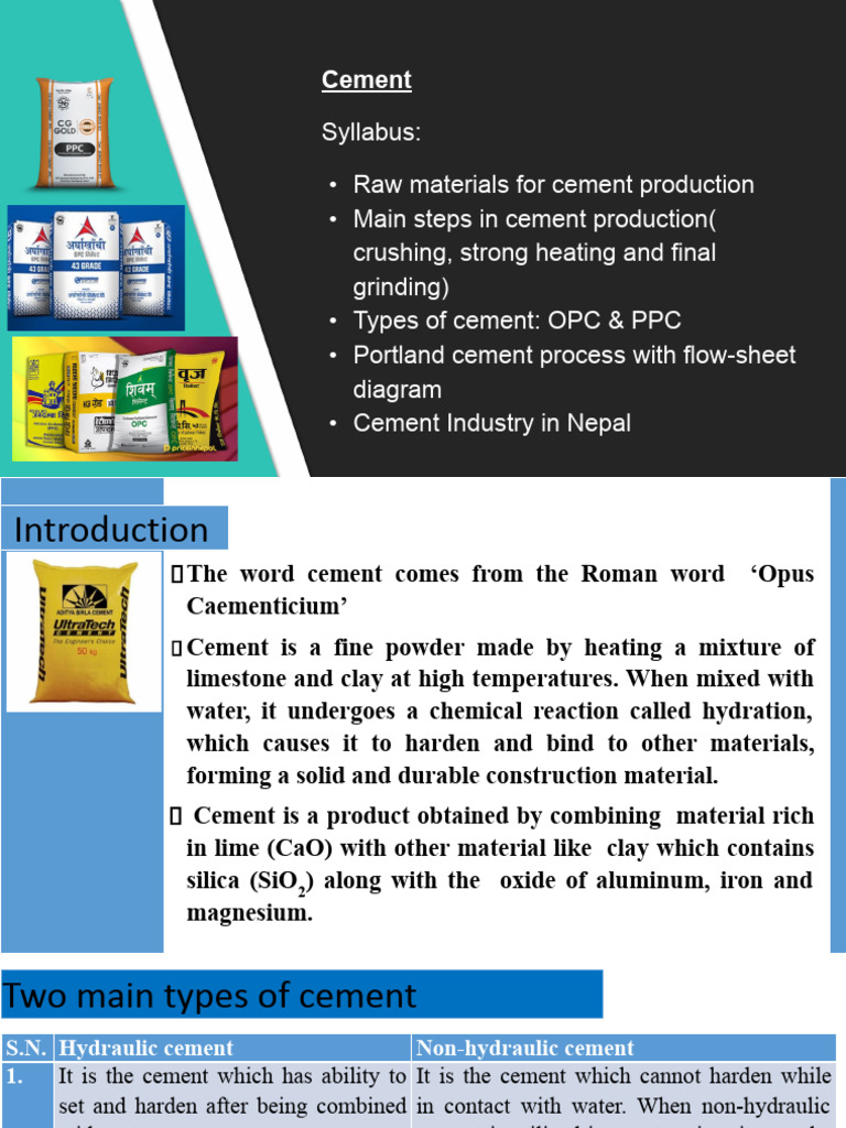 Cement Production and Types Overview | PDF | Cement | Lime (Material)