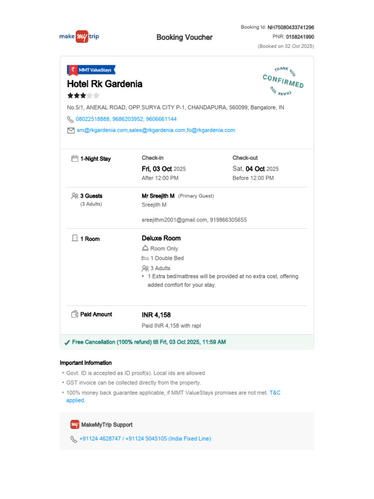 Booking Confirmation Voucher | PDF