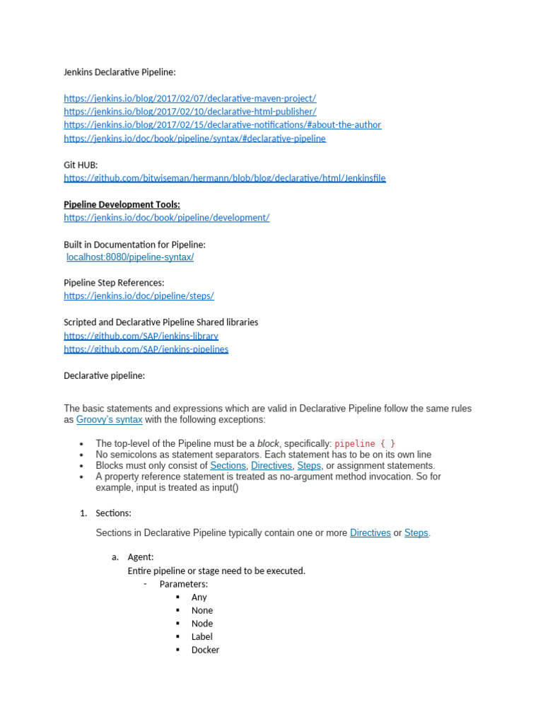 Jenkins Declarative Pipeline | PDF | Parameter (Computer Programming) | Software Engineering