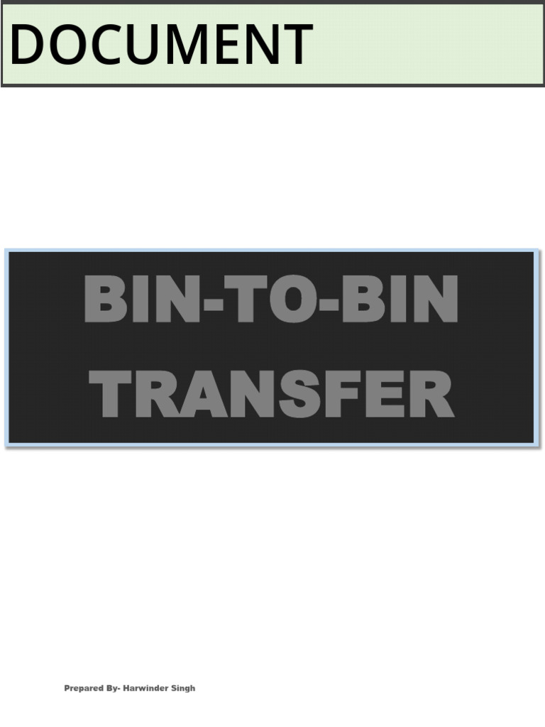SAP EWM Bin-to-Bin Transfer Guide | PDF | Warehouse | Computer Programming