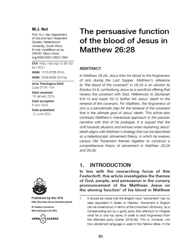 Persuasive Function of Blood of Jesus | PDF | Covenant Theology ...