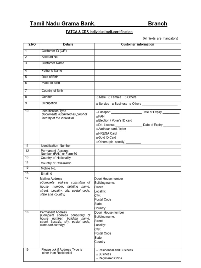 FATCA CRS Declaration 040725 | PDF | Identity Document | Justice