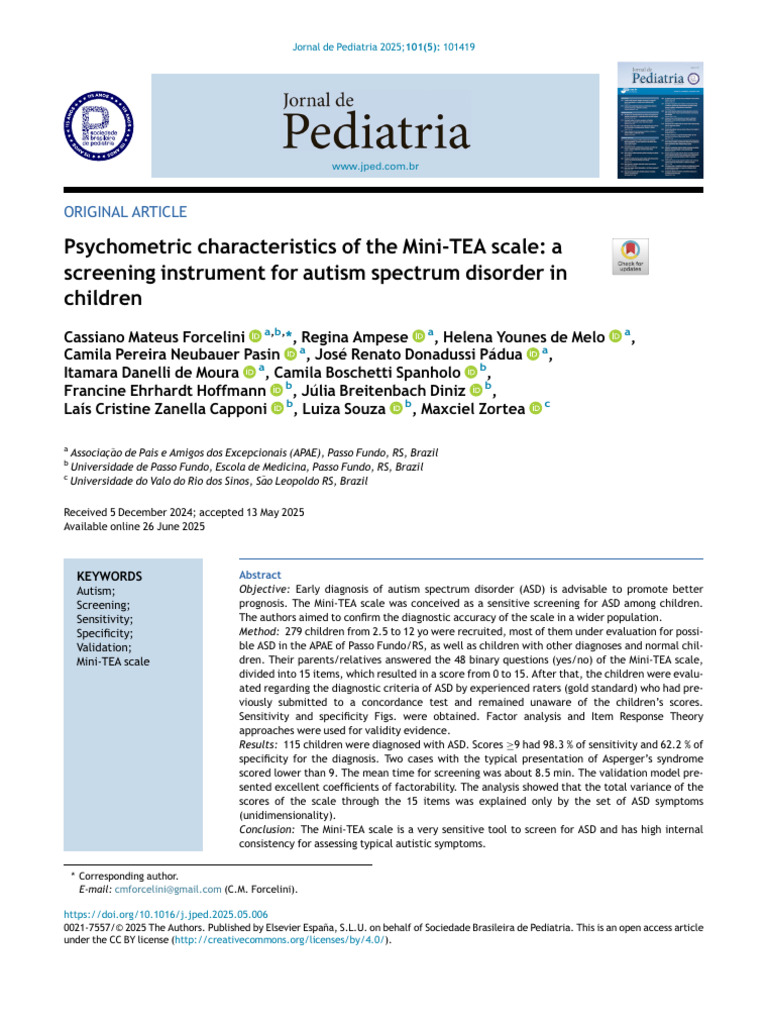 Forcelini, 2025 - Psychometric Characteristics of The Mini-TEA Scale A ...