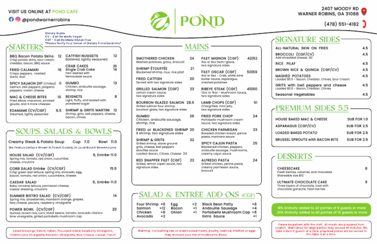 Pond Menu | PDF