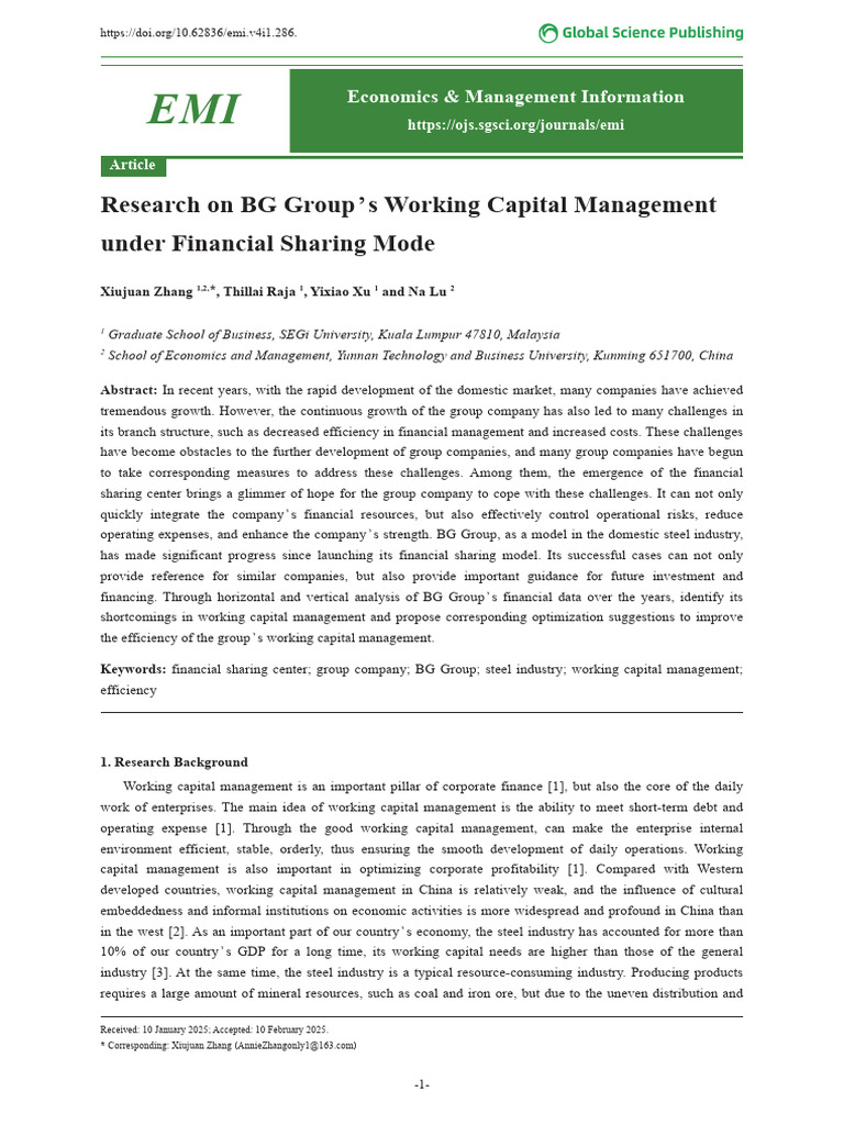 BG Group's Working Capital Management Insights | PDF | Working Capital ...