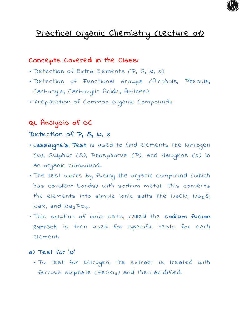 Practical Organic Chemistry Handwritten Notes For Class 12 TH Organic ...