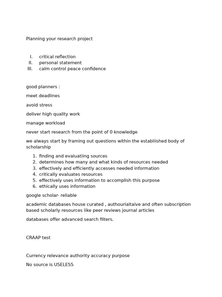 Planning Your Research Project | PDF