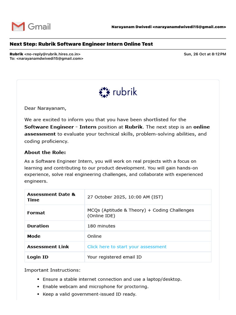 Rubrik Software Engineer Intern Online Test | PDF
