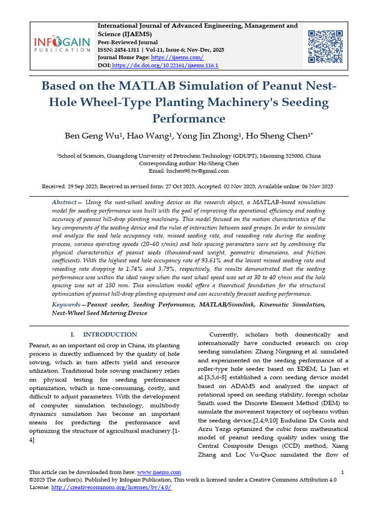 Based on the MATLAB Simulation of Peanut Nest-Hole Wheel-Type Planting ...
