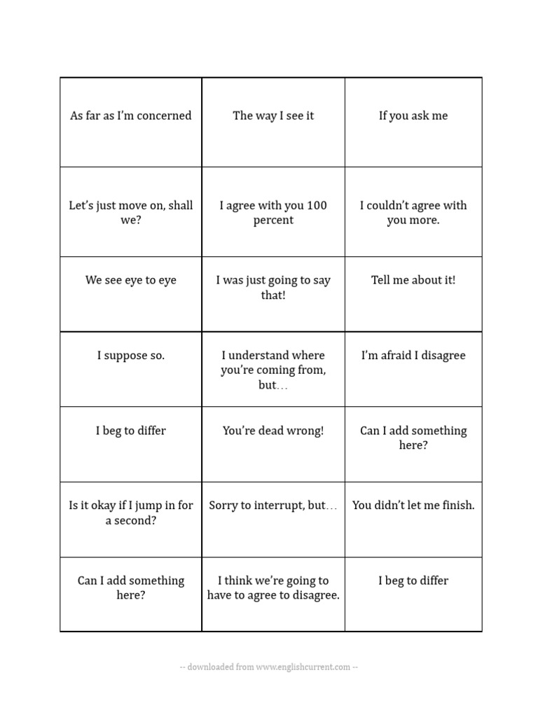 Agree Disagree Cards Esl | PDF