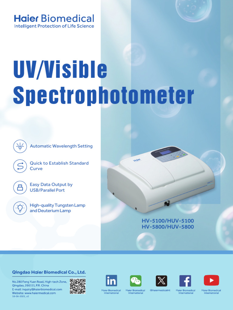 UV Visible Spectrophotometer HV-5100 HUV-5100 HV-5800 HUV-5800 18-06 ...