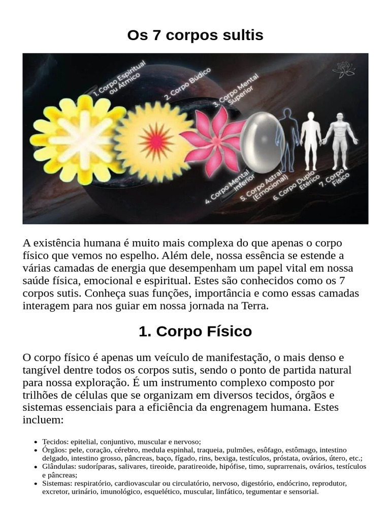 Os 7 Corpos Sultis | PDF | Corpo humano | Mente