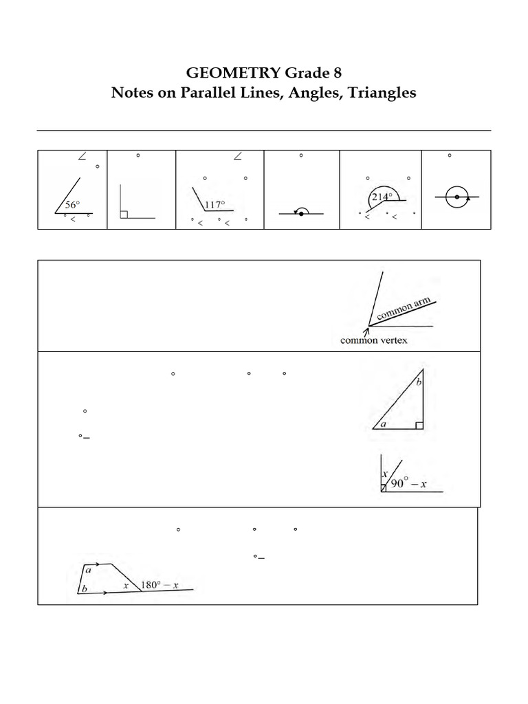 Grade 8 Geometry: Angles & Triangles | PDF | Angle | Triangle