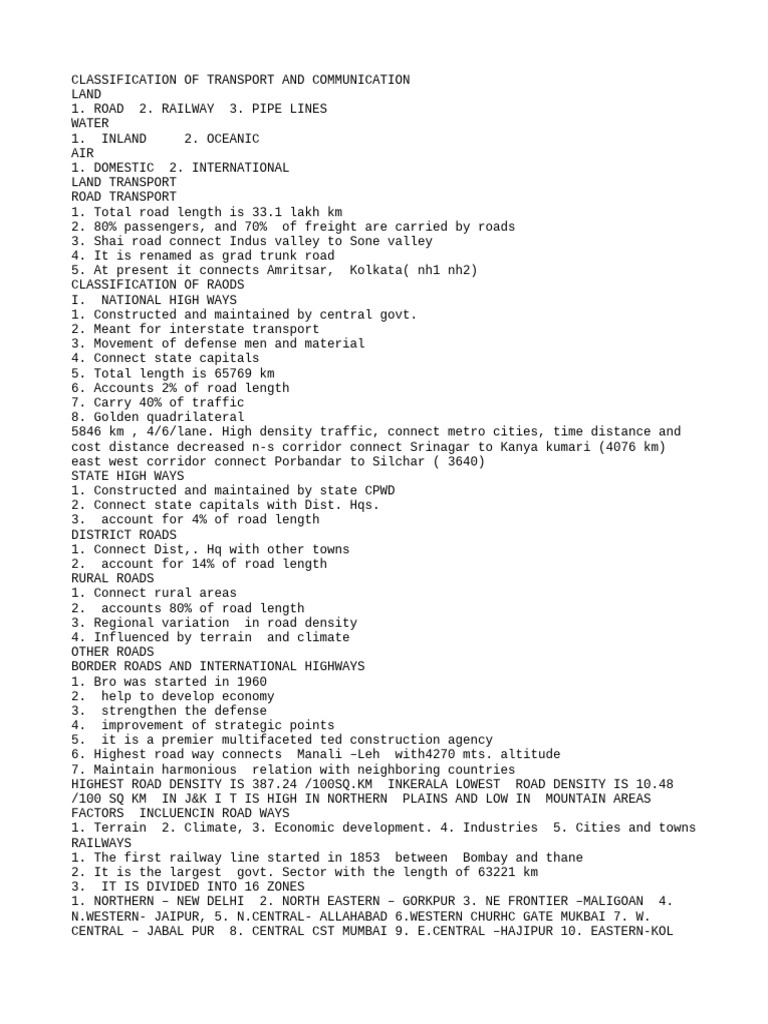 Classification of Transport and Com | PDF | Rail Transport | Canal