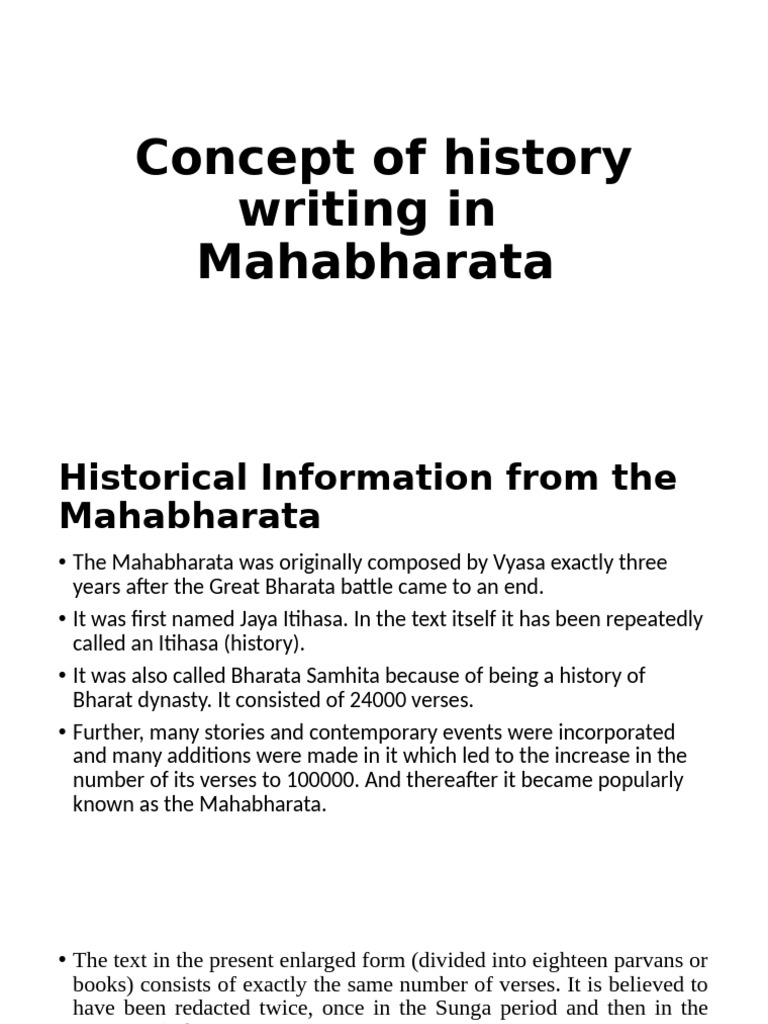 Concept of History Writing in Mahabharata | PDF | Mahabharata | Ancient ...