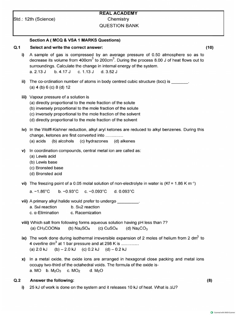 Chem Question Bank | PDF