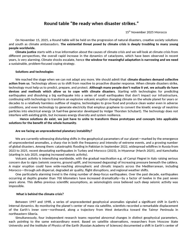 Climate Crisis Round Table in Morocco | PDF | Earth | Earthquakes