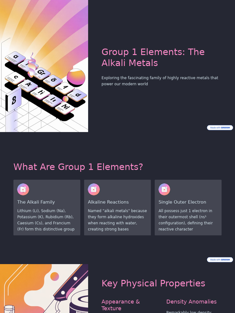 Group 1 Elements The Alkali Metals | PDF | Sodium | Lithium