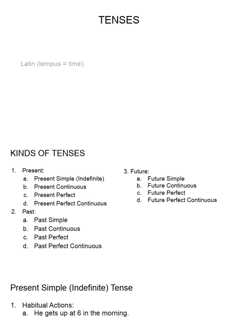 Understanding English Tenses Explained | PDF | Grammatical Tense ...