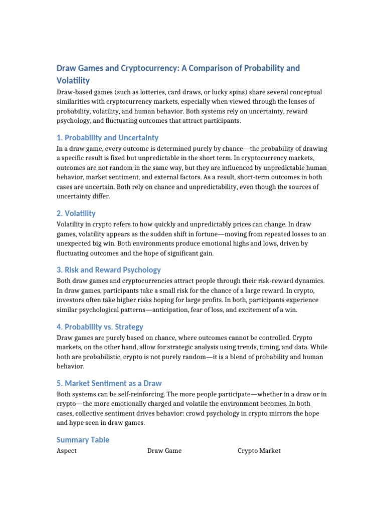 Draw Games and Crypto Comparison | PDF | Risk | Behavior