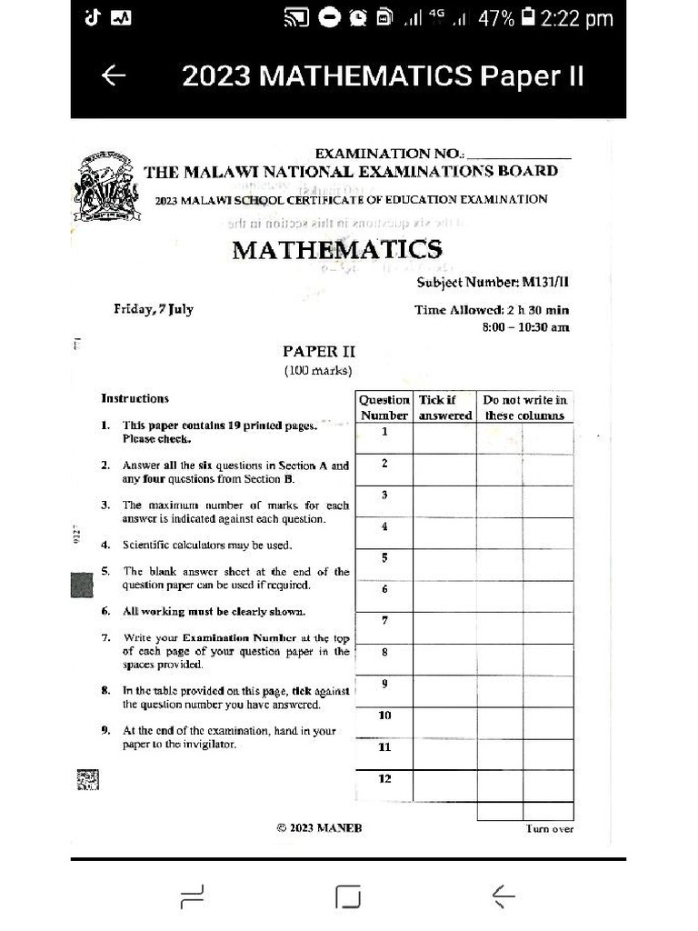 Maths Paper 2 2023 | PDF