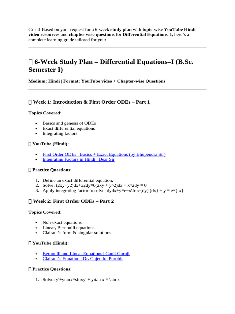 Differential Quations 1 | PDF | Ordinary Differential Equation | Eigenvalues And Eigenvectors