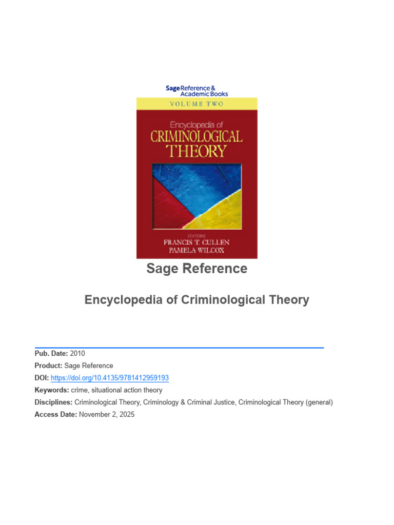 Sage Reference: Encyclopedia of Criminological Theory | PDF | Crime ...