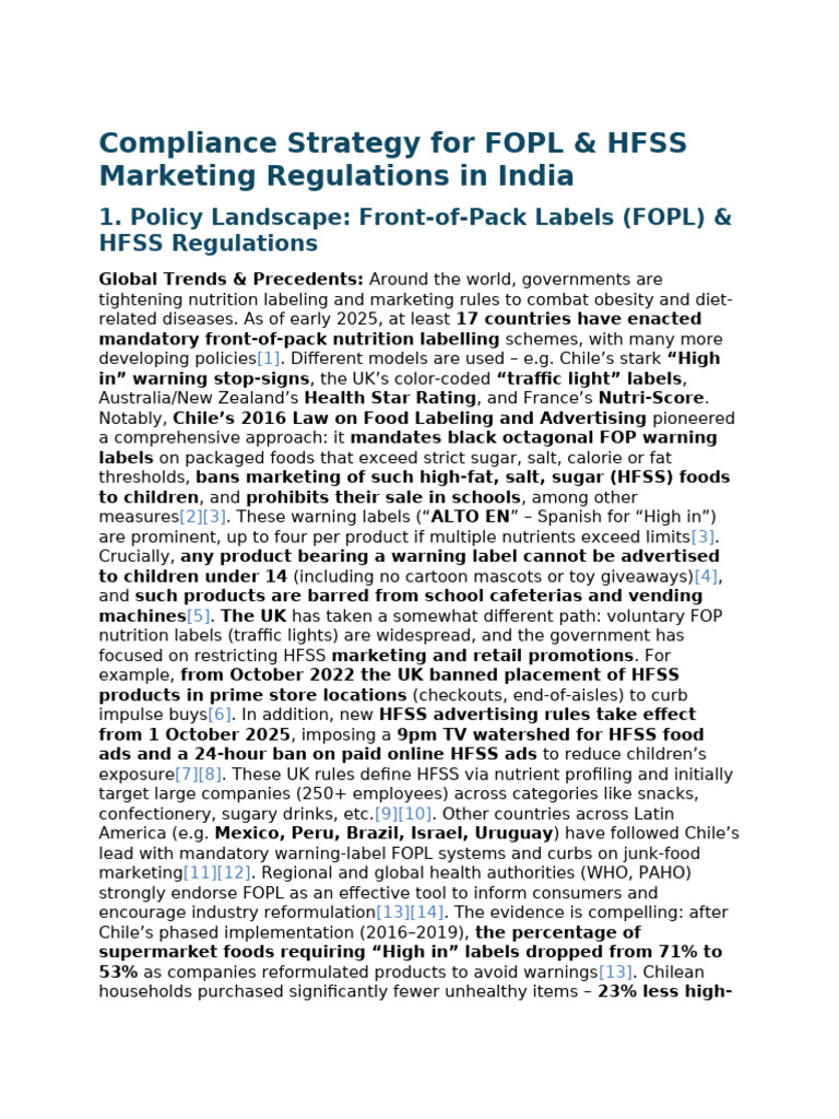 FOPL & HFSS Compliance in India | PDF | Junk Food | Regulatory Compliance