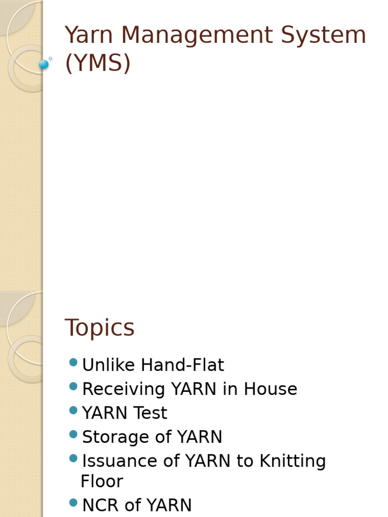Yarn Management System (YMS) | PDF | Needlework | Fibers
