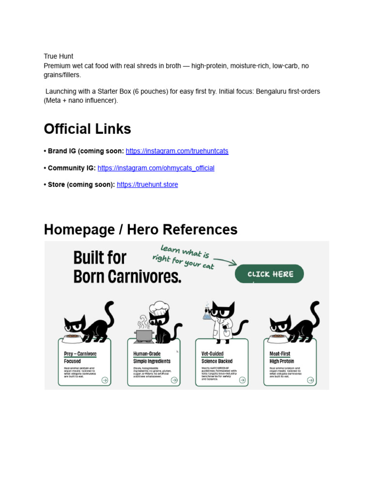 True Hunt Cat Food | PDF