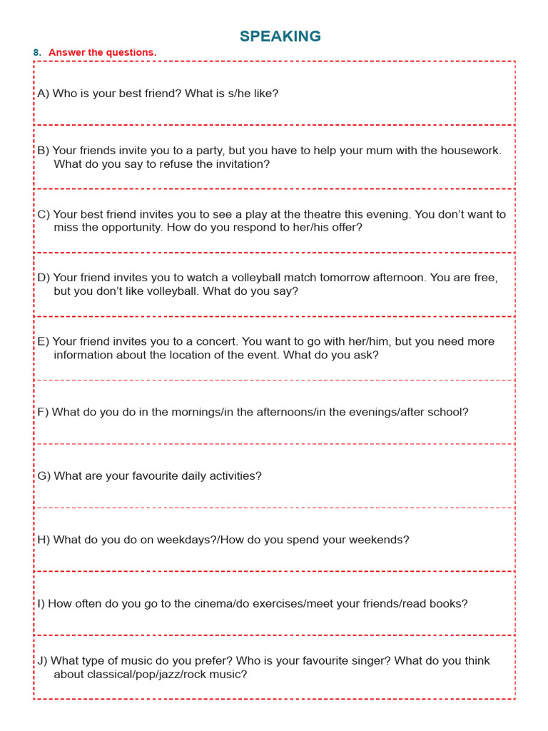 Grade8 SpeakingExam | PDF